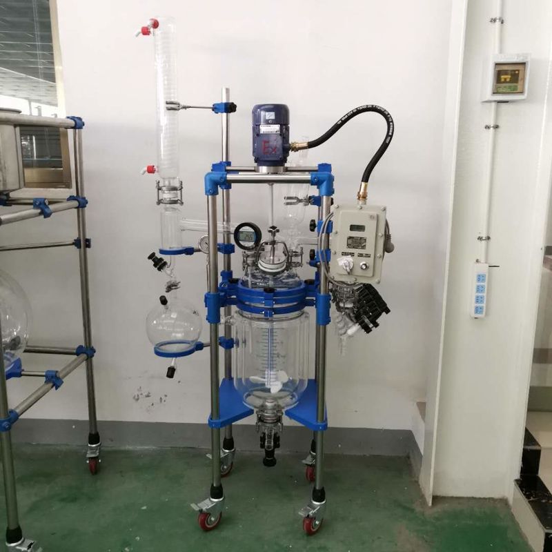 Vacuum Lab Glass Reactor With PLC Motor Pump 316L Evaporator Brake Type ...