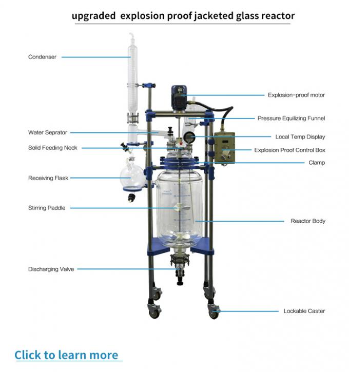 30 L High Efficient Jacketed Glass Reaction Kettle With Condenser